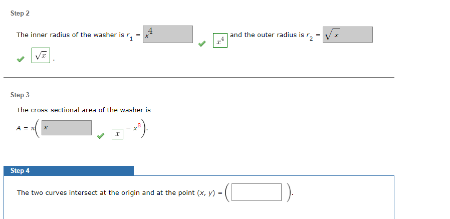 Solved Step 2 The inner radius of the washer is r '1 4 = x | Chegg.com