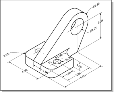 Solved Draw a 3-view orthographic (front, top and right side | Chegg.com
