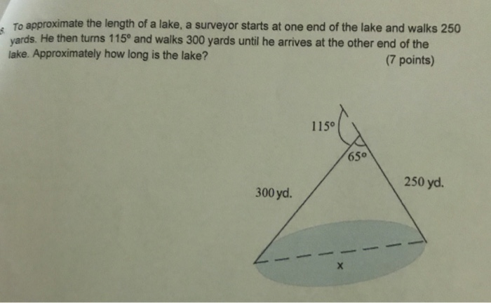 Solved To approximate the length of a lake, a surveyor | Chegg.com