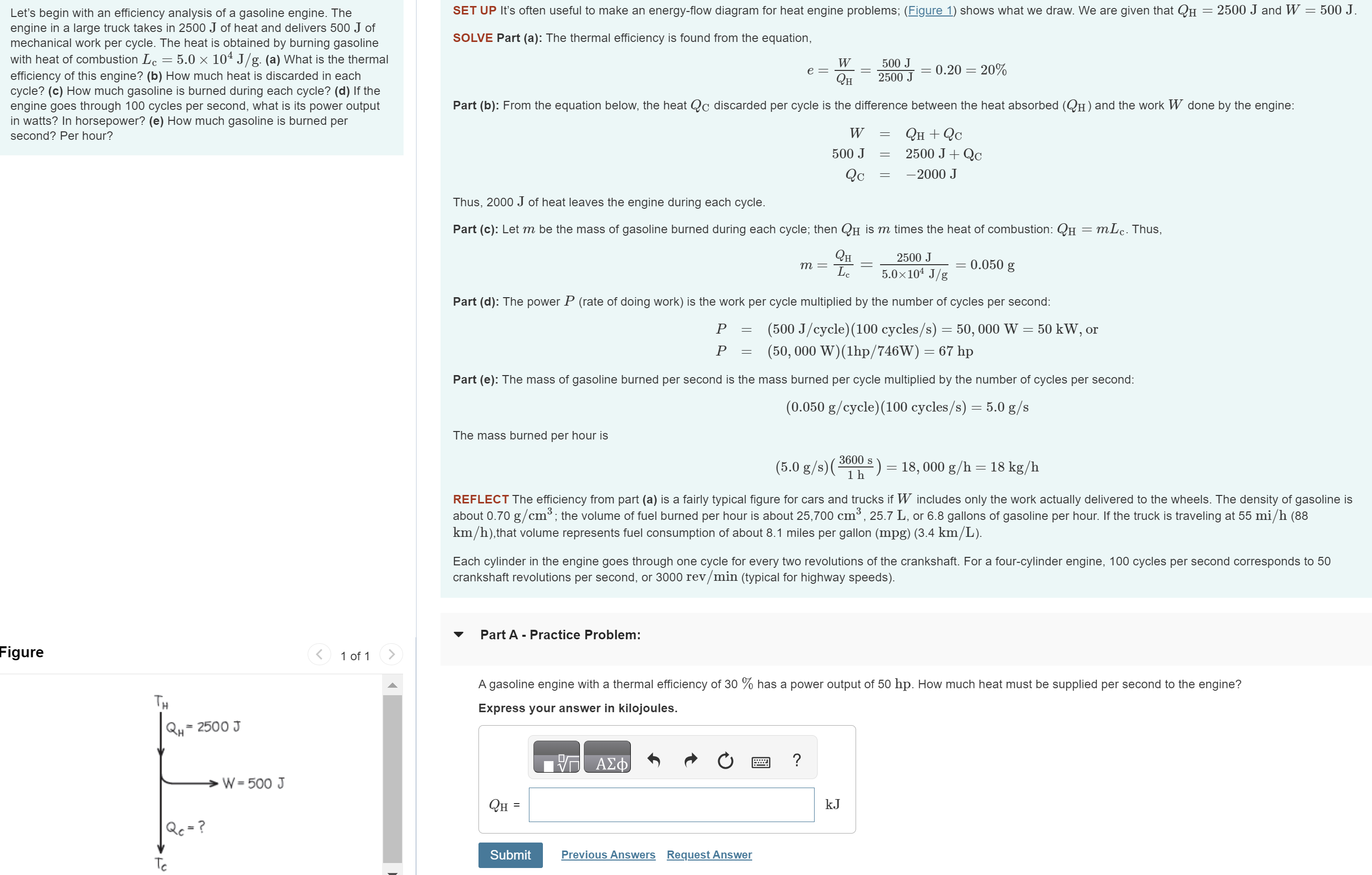 Solved A gasoline engine with a thermal efficiency of 30 % | Chegg.com