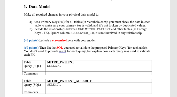 Solved 1. Data Model Make all required changes in your | Chegg.com