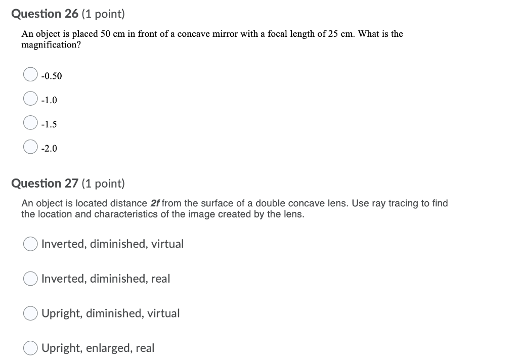 Solved Question 26 (1 point) An object is placed 50 cm in | Chegg.com