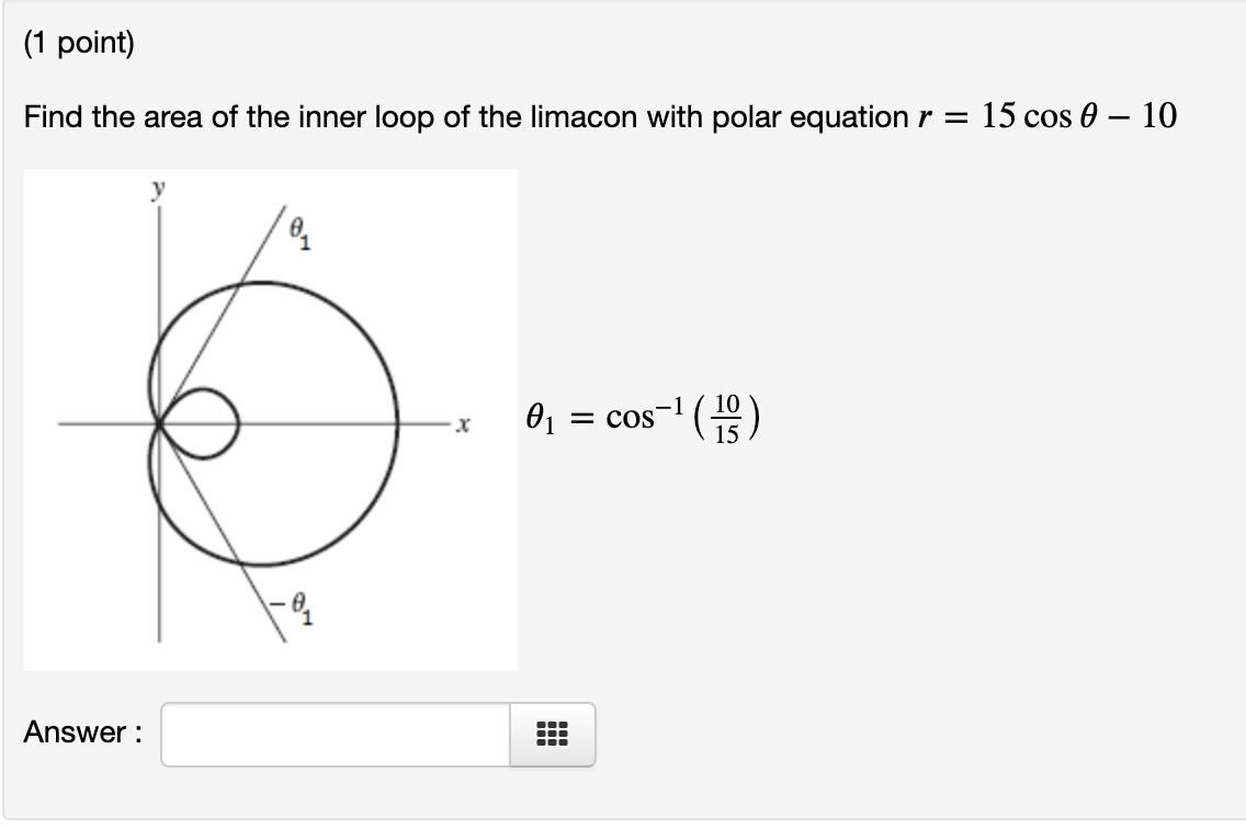Solved (1 point) Find the area of the inner loop of the | Chegg.com