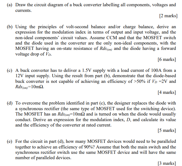 Solved (a) Draw the circuit diagram of a buck converter | Chegg.com
