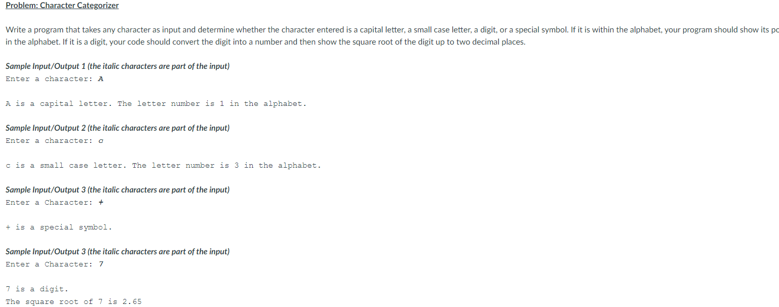 Solved in the alphabet. If it is a digit, your code should | Chegg.com