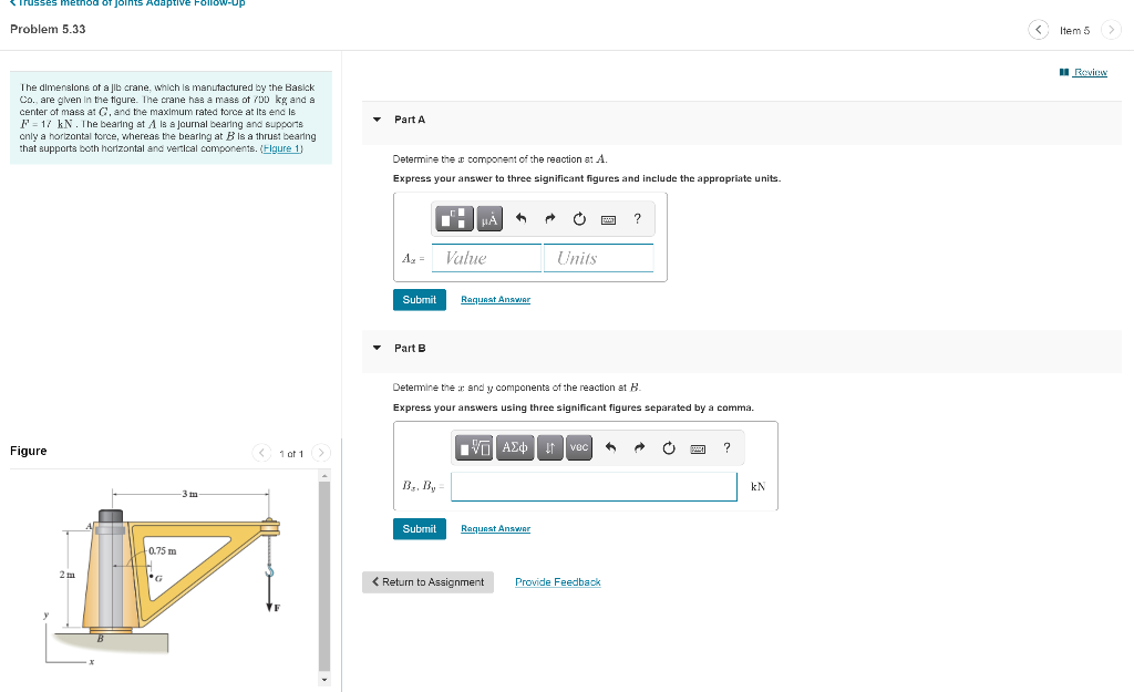 Solved Trusses method of joints Adaptive Follow-up Problem | Chegg.com