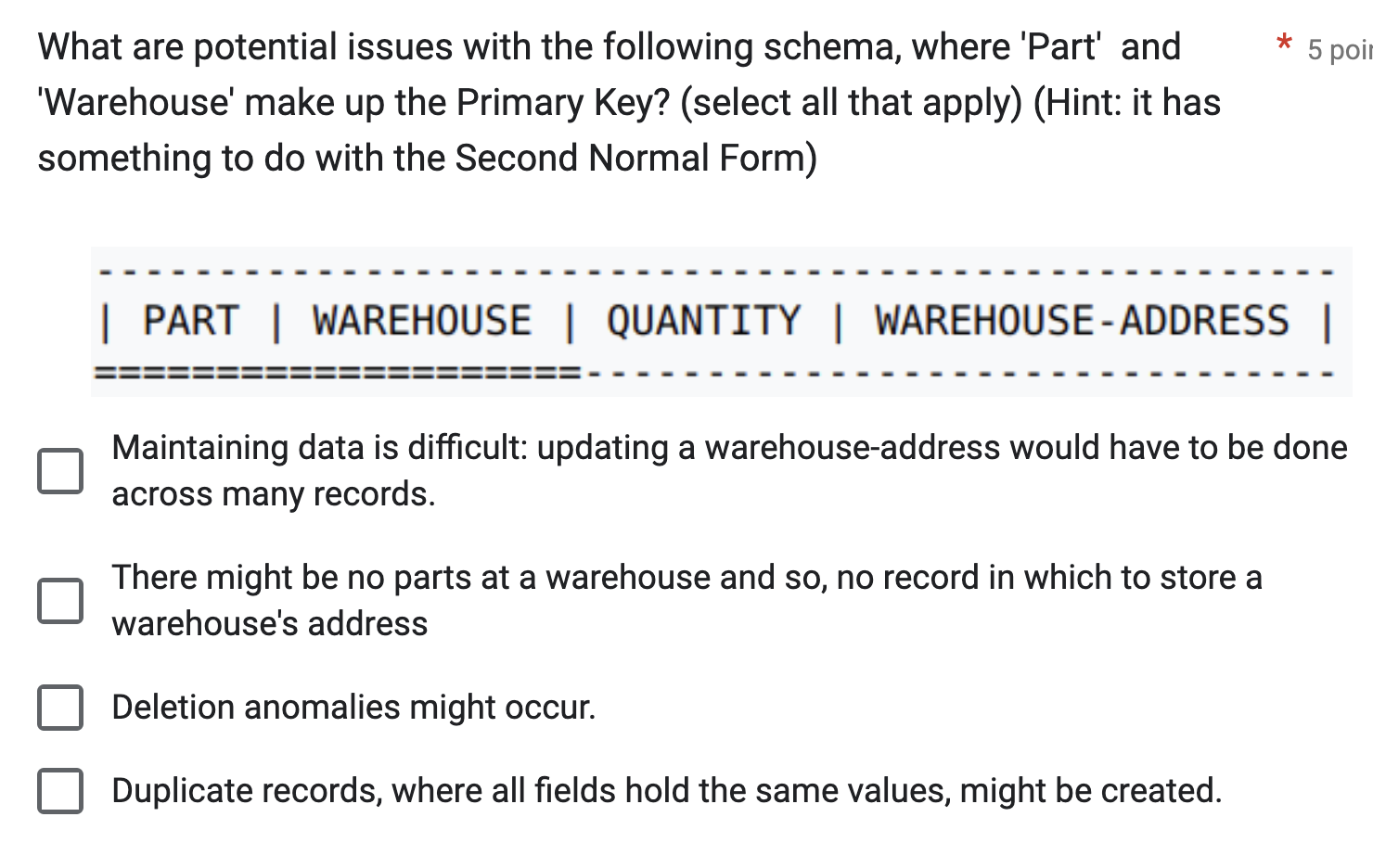 Solved In the following table, the Primary key is a | Chegg.com