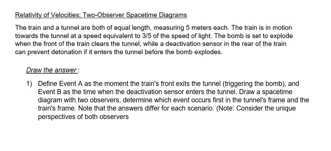 Relativity of Velocities; Two-Observer Spacetime | Chegg.com