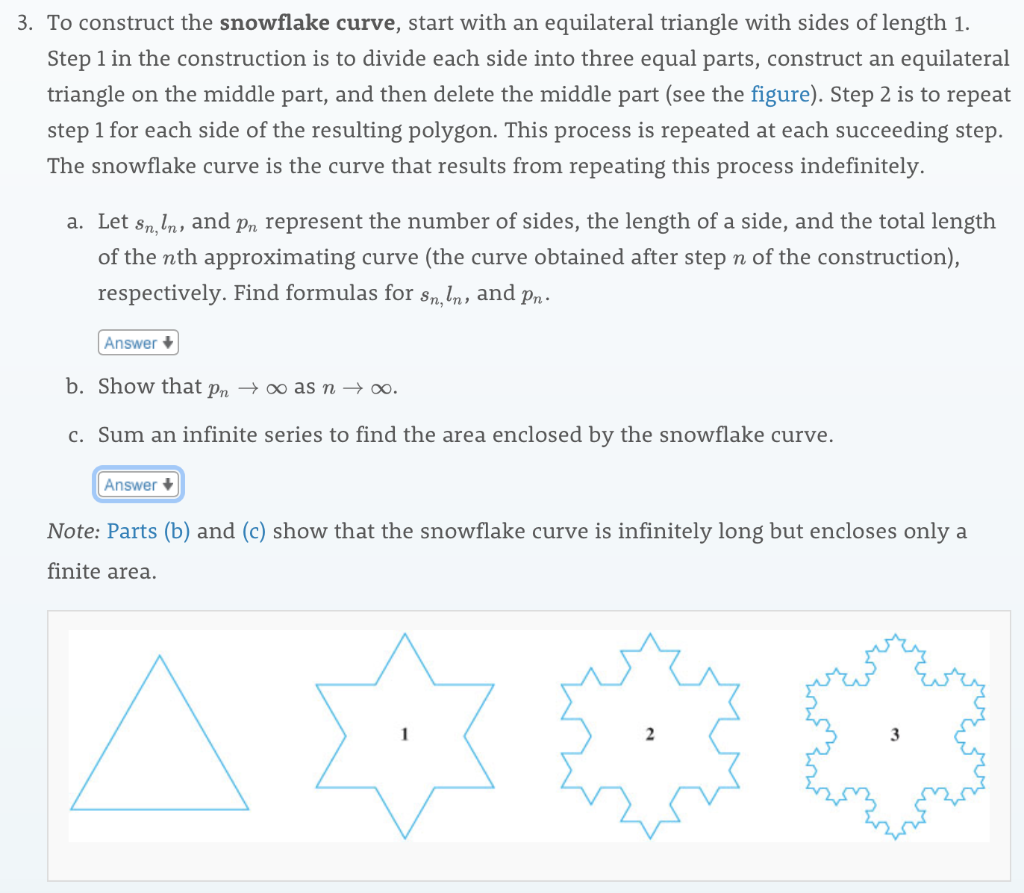 Solved . To construct the snowflake curve, start with an | Chegg.com