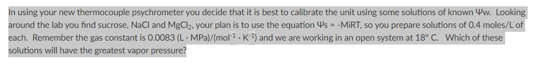 Solved In using your new thermocouple psychrometer you | Chegg.com