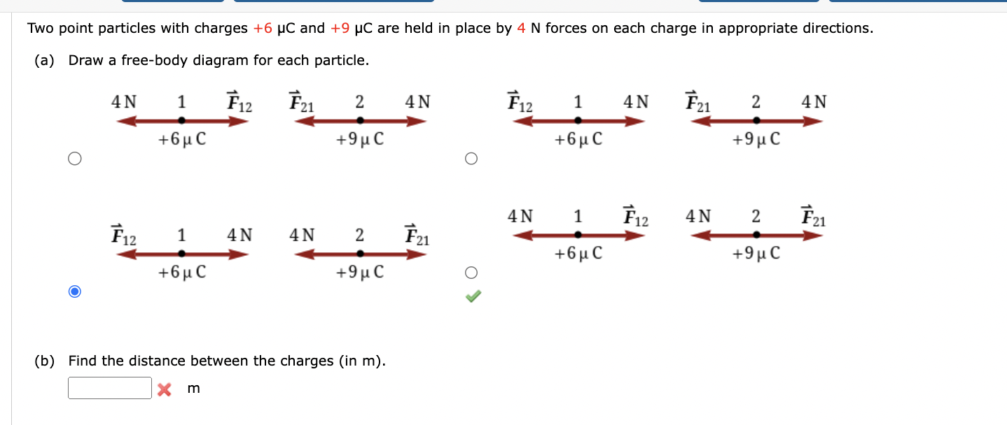 Solved Two point particles with charges +6μC and +9μC are | Chegg.com