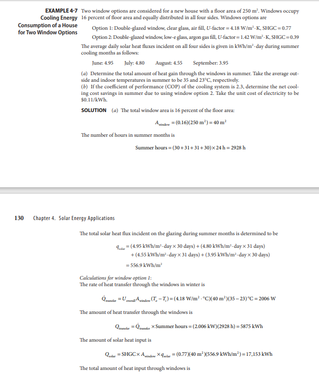 Solved EXAMPLE 4-7 Two window options are considered for a | Chegg.com
