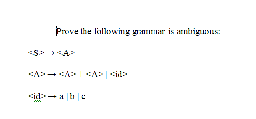 Solved Prove the following grammar is ambiguous: | Chegg.com
