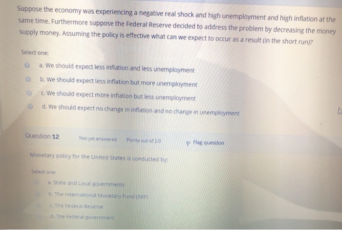 Solved Suppose the economy was experiencing a negative real | Chegg.com