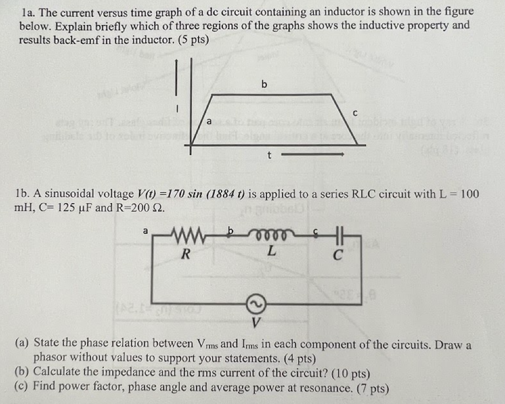 Solved 1a. The current versus time graph of a dc circuit | Chegg.com
