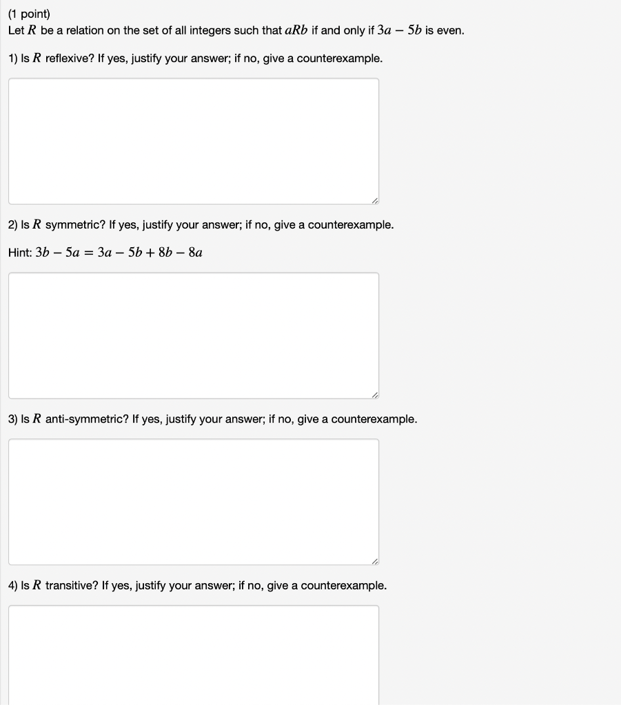 Solved (1 point) Let R be a relation on A={a,b,c,d}, and | Chegg.com