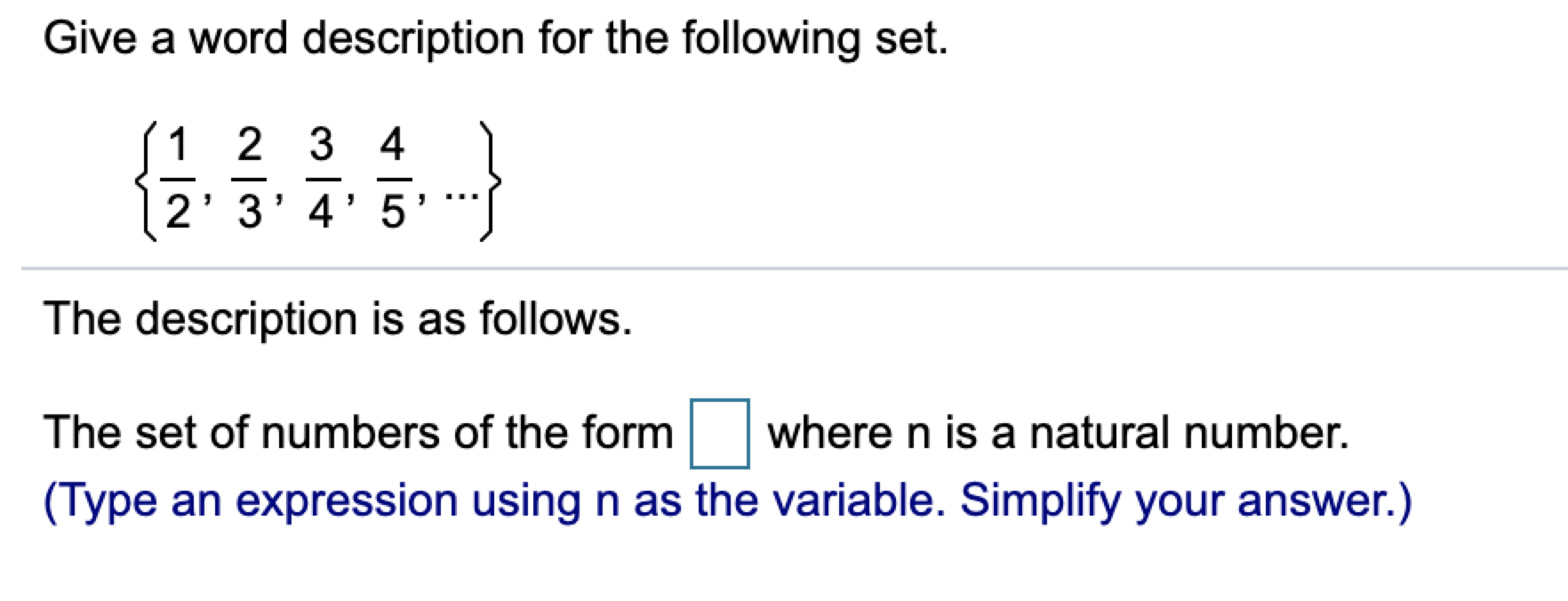 Solved Give a word description for the following set. 1 2 3 | Chegg.com