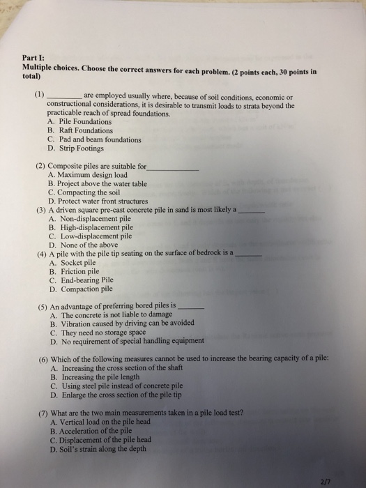 Solved Part I: Multiple choices. Choose total) the correct | Chegg.com