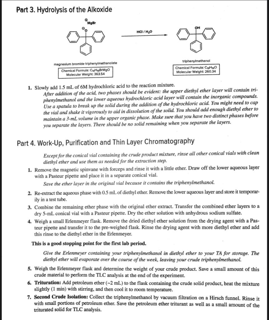 Solved Part 3. Hydrolysis of the Alkoxide HCI/H,0 magnesium | Chegg.com