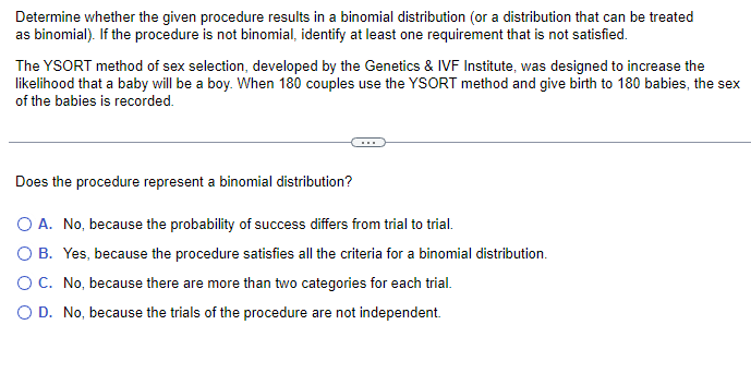 Solved Determine whether the given procedure results in a | Chegg.com