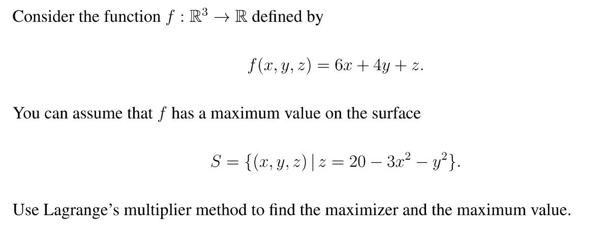 Solved Consider the function f:R3→R defined by | Chegg.com