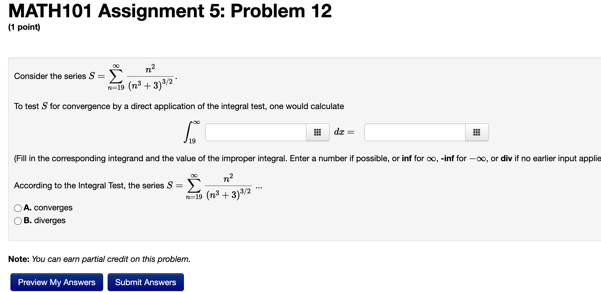 Solved MATH101 Assignment 5: Problem 12 (1 point) Consider | Chegg.com