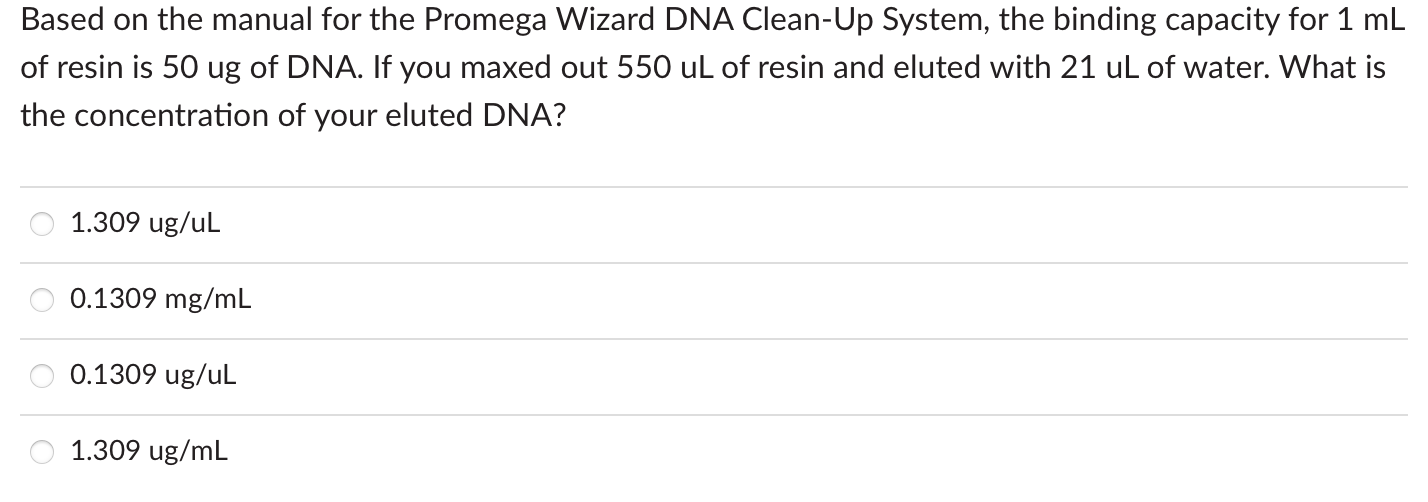 Solved Based on the manual for the Promega Wizard DNA | Chegg.com