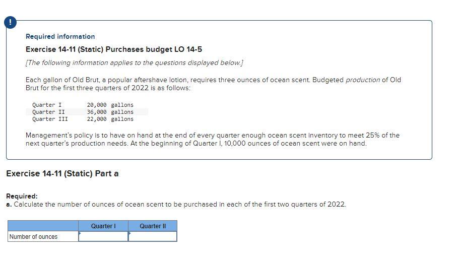 Solved Required information Exercise 14-11 (Static) | Chegg.com