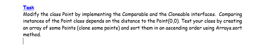 Task Modify the class Point by implementing the | Chegg.com