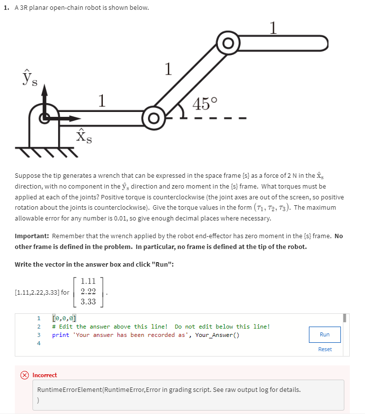 Solved 1. A 3R planar open-chain robot is shown below. | Chegg.com