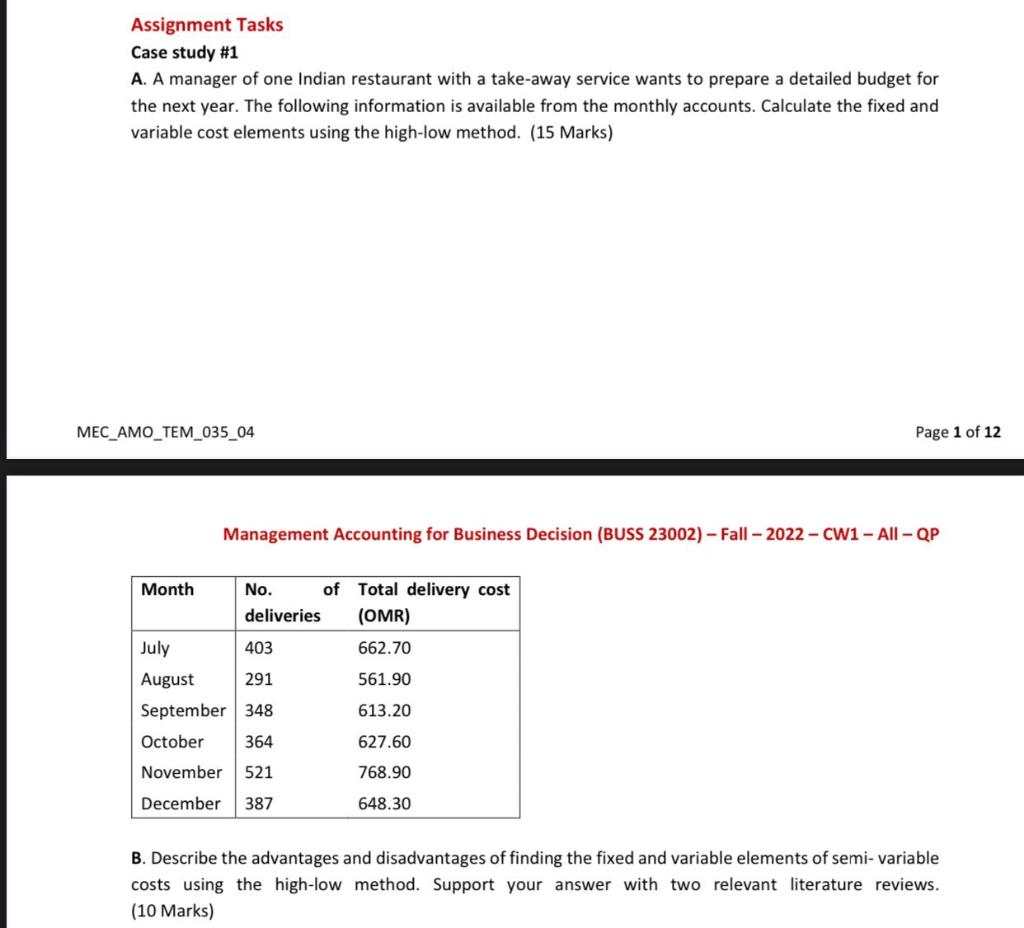 Assignment Tasks Case study \#1 A. A manager of one | Chegg.com