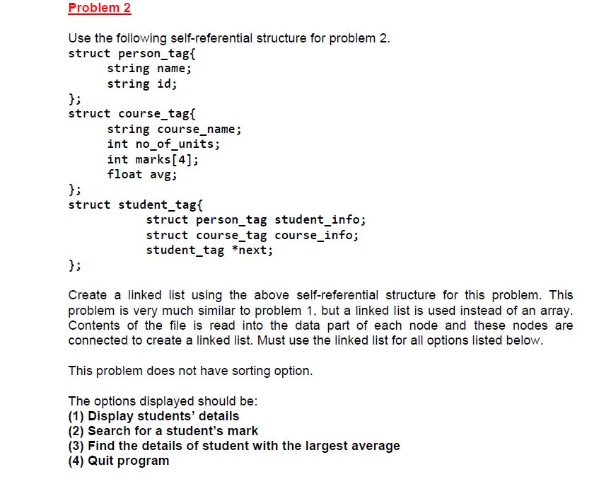 Problem 2 Use the following self-referential | Chegg.com