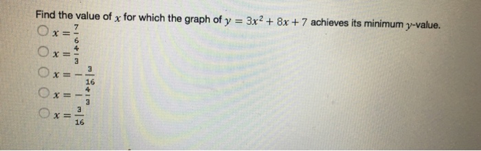 Solved Find the value of x for which the graph of y = 3x^2 + | Chegg.com