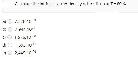Solved Calculate the intrinsic carrier density ni for | Chegg.com