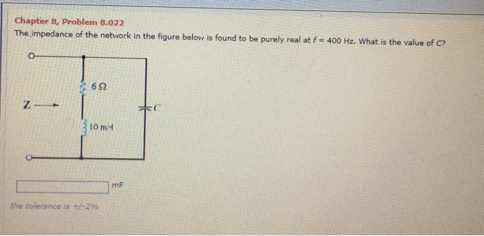 Solved chapter 8, problem 8.011 (Circuit solution) Find z in | Chegg.com