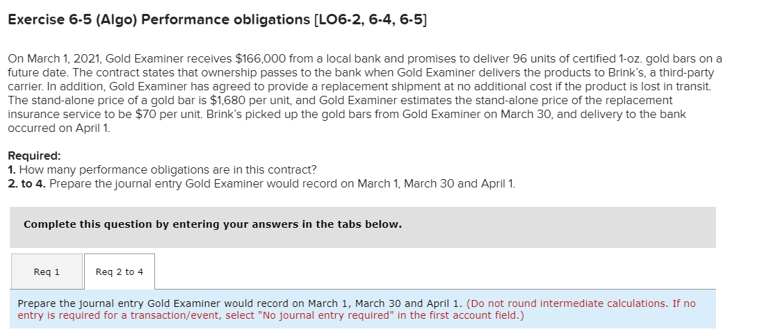 Solved Exercise 6-5 (Algo) Performance obligations (L06-2, | Chegg.com