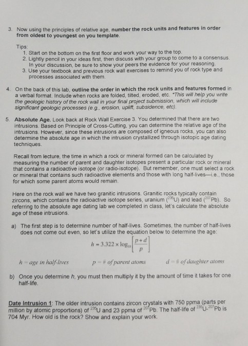 Solved 3. Now using the principles of relative age, number | Chegg.com