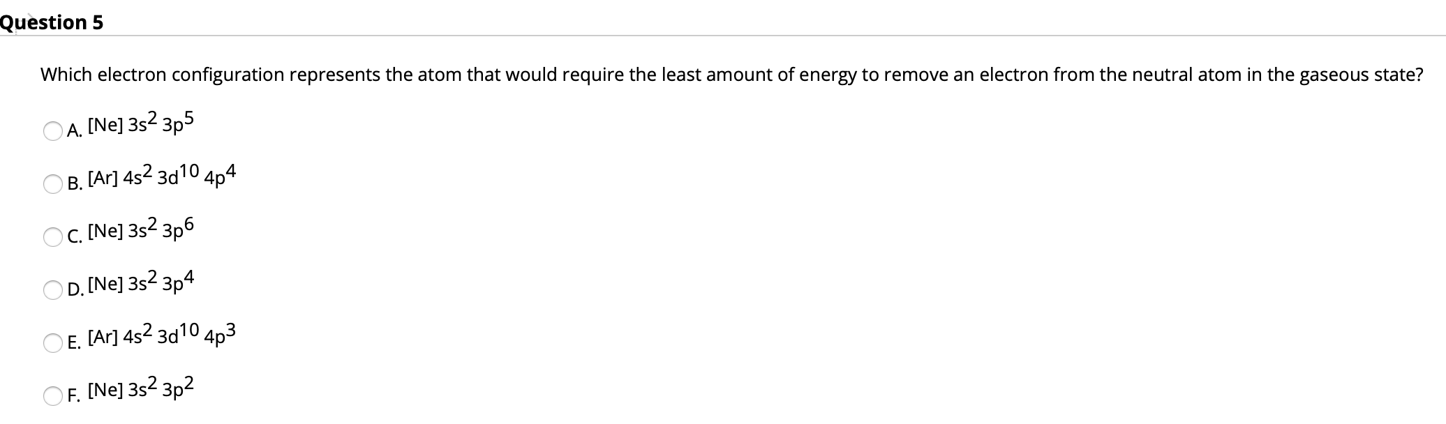 Solved Question 2 Select the set of the four quantum numbers | Chegg.com