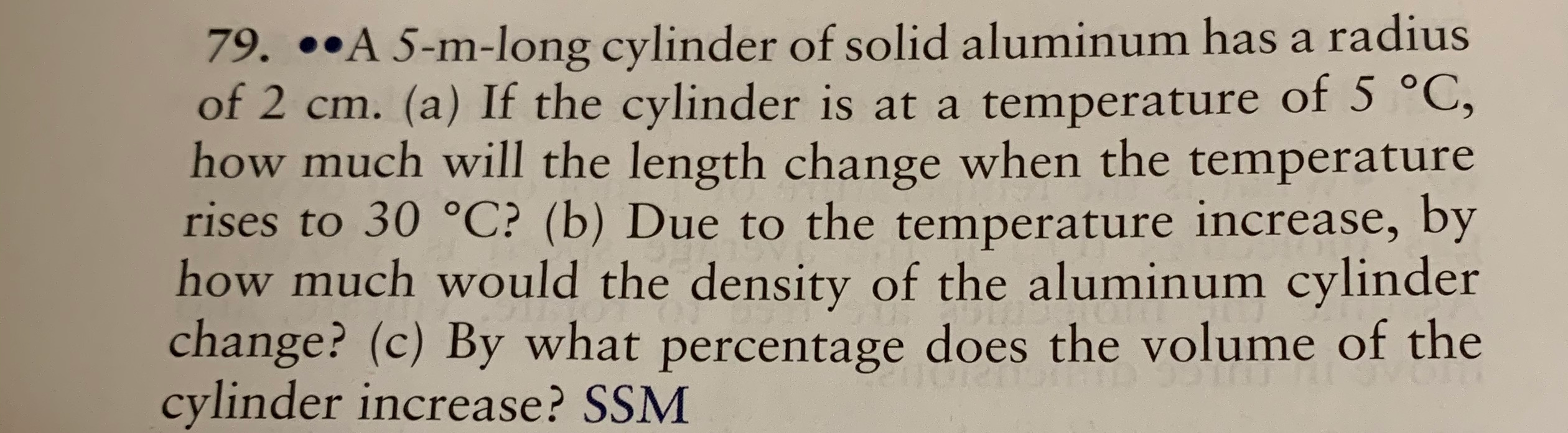 Solved 79. A 5-m-long cylinder of solid aluminum has a | Chegg.com