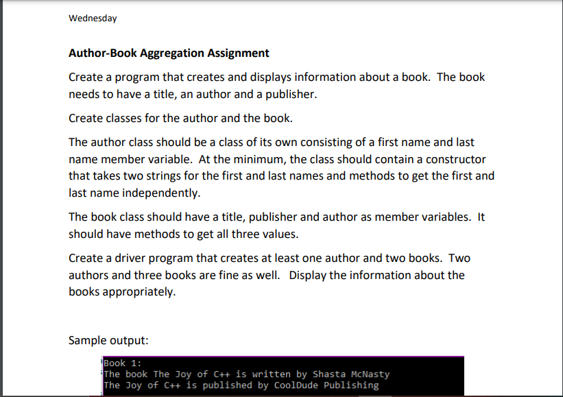 Solved Wednesday Author-Book Aggregation Assignment Create a | Chegg.com