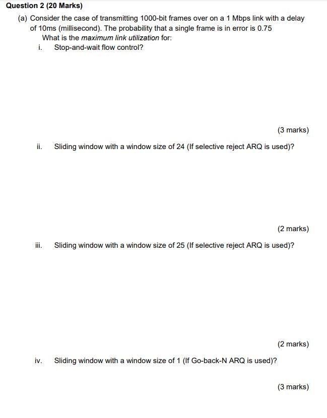 Solved Question 2 (20 Marks) (a) Consider the case of | Chegg.com