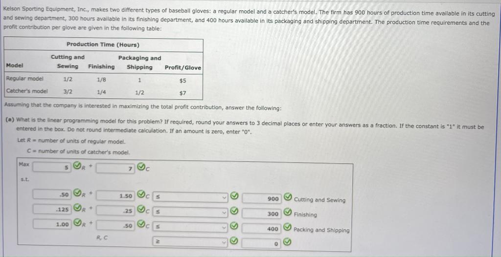 Solved Kelson Sporting Equipment, Inc., makes two different | Chegg.com