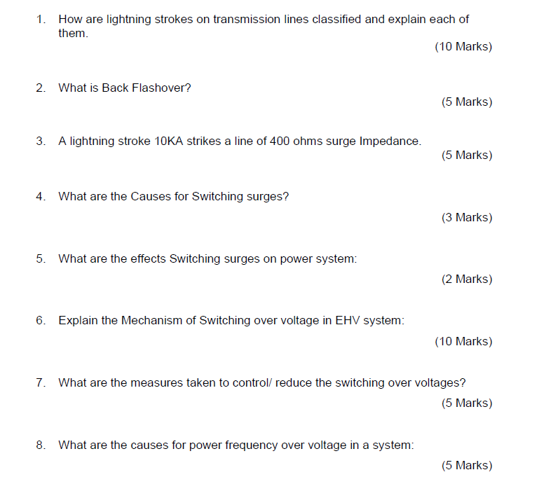 Solved 1. How are lightning strokes on transmission lines | Chegg.com