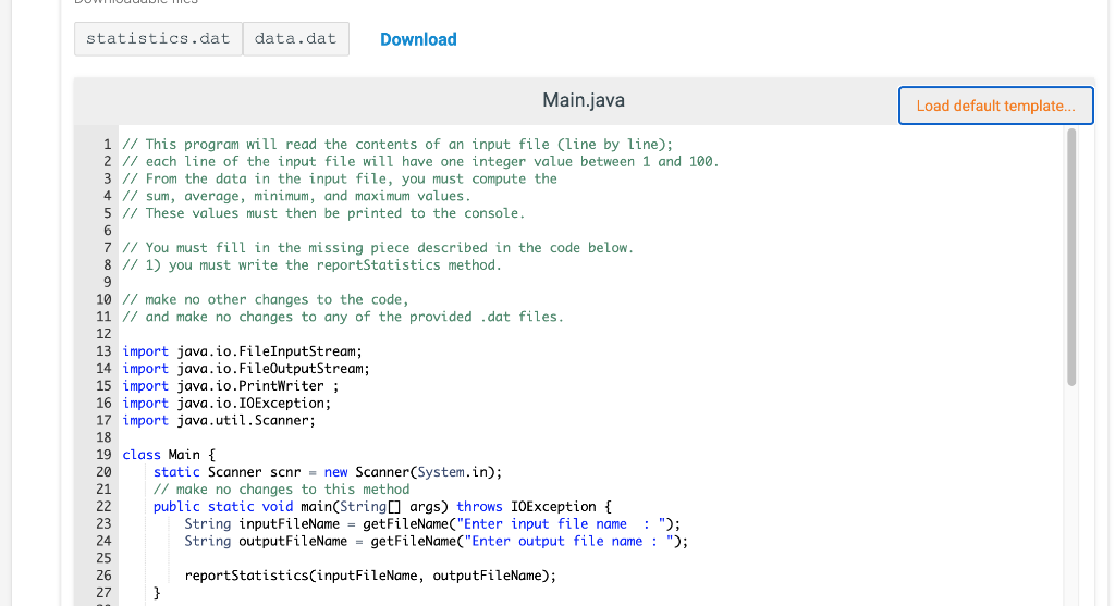 Solved 135 Statistics Print Java Individual Challenge 