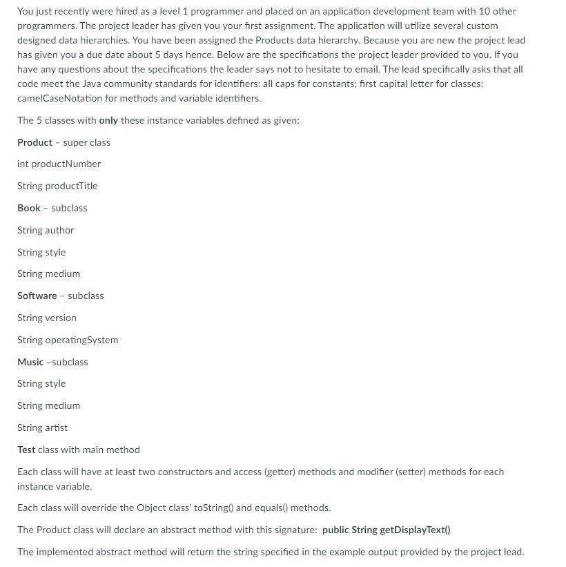 Solved You just recently were hired as a level 1 programmer | Chegg.com