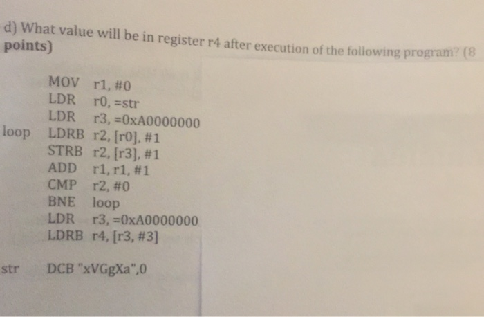 d) What value will be in register r4 after execution | Chegg.com