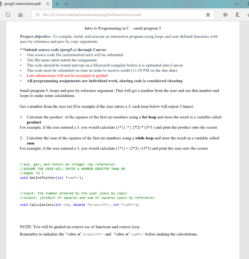 Solved prog5 instructions.pdf X L | Chegg.com
