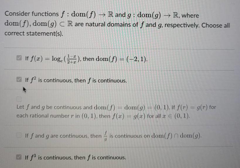 Solved Consider functions f:dom(f)→R and g:dom(g)→R, where | Chegg.com