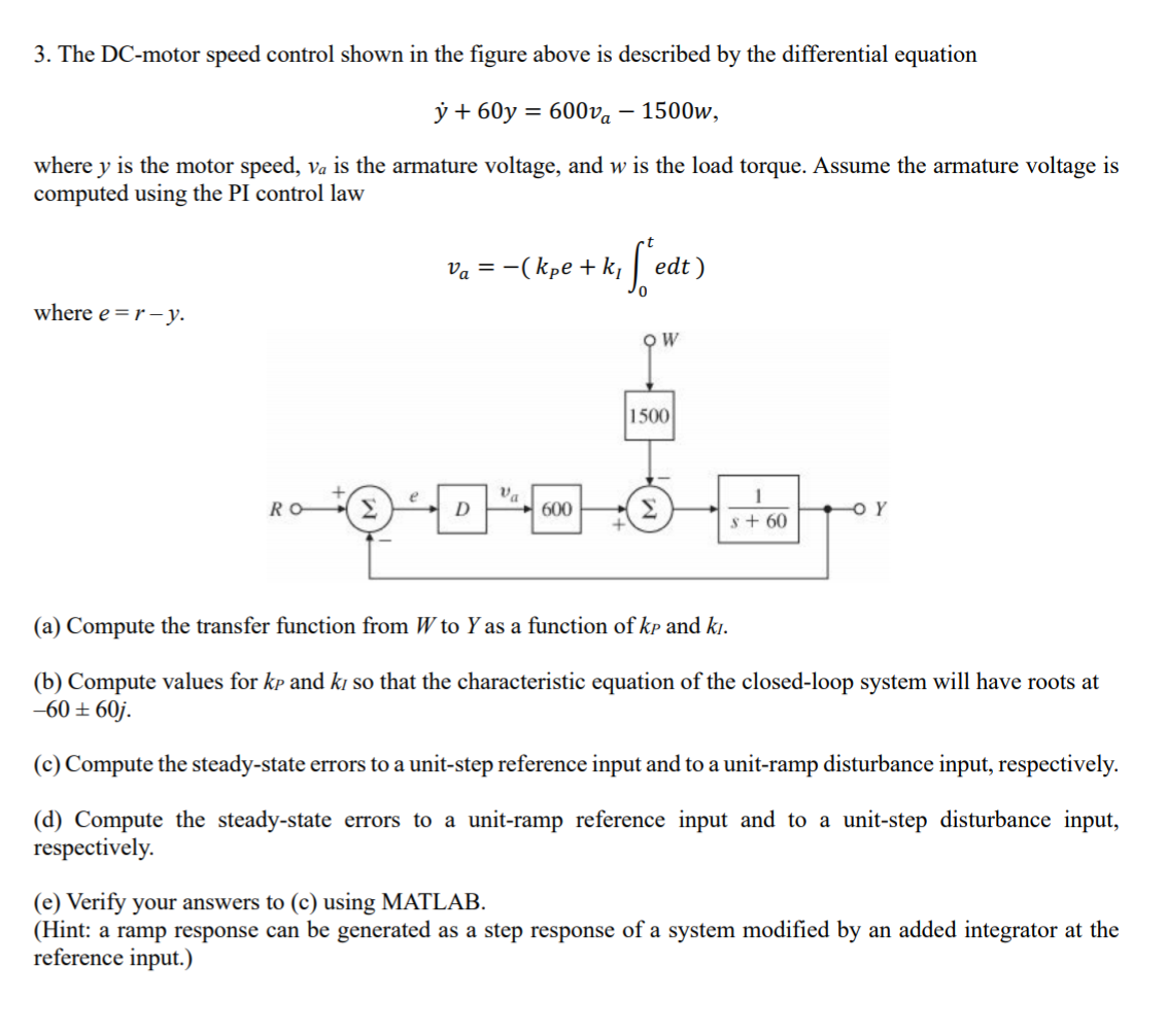 3. The DC-motor speed control shown in the figure | Chegg.com