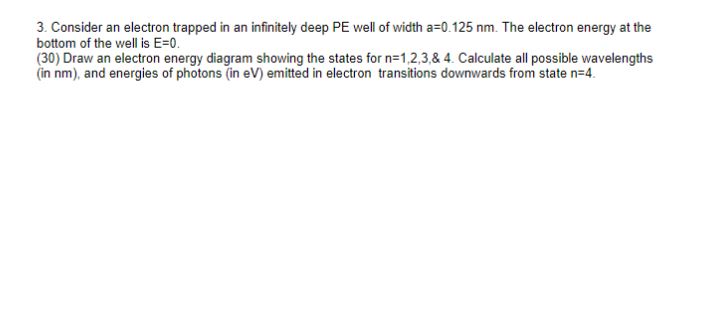 Solved 3 Consider An Electron Trapped In An Infinitely Deep